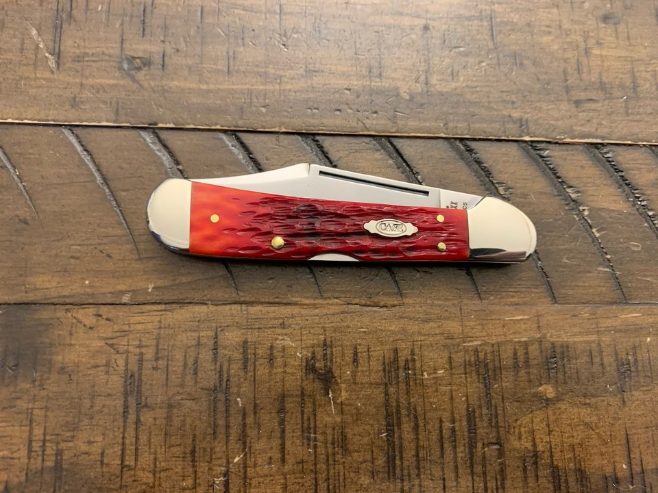 CASE XX LARGE COPPERLOCK KNIFE DARK RED BONE PEACH SEED HANDLES w/BOX ...