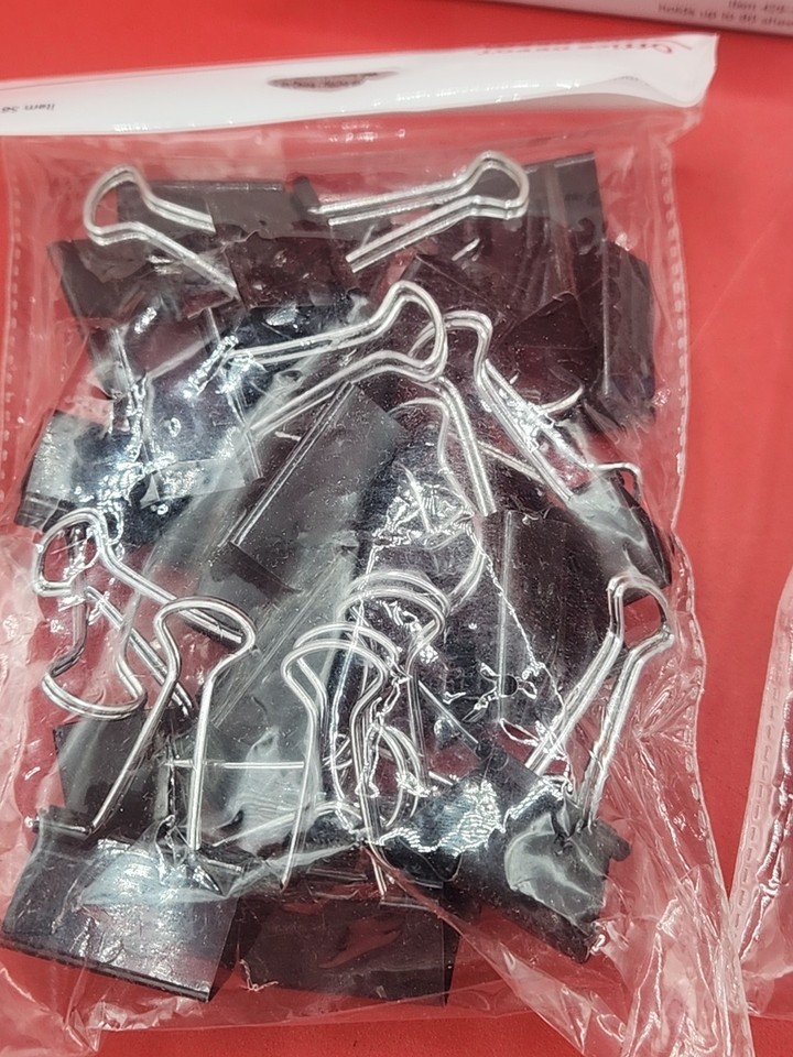QTY=122 Mix Lot of Black Universal Binder Clips Amounts and Sizes in ...
