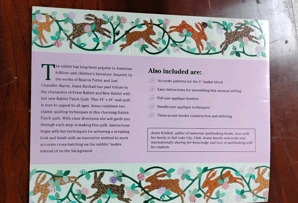 JEANA KIMBALL'S FOXGLOVE COTTAGE RABBIT PATCH APPLIQUE QUILT PATTERN ...