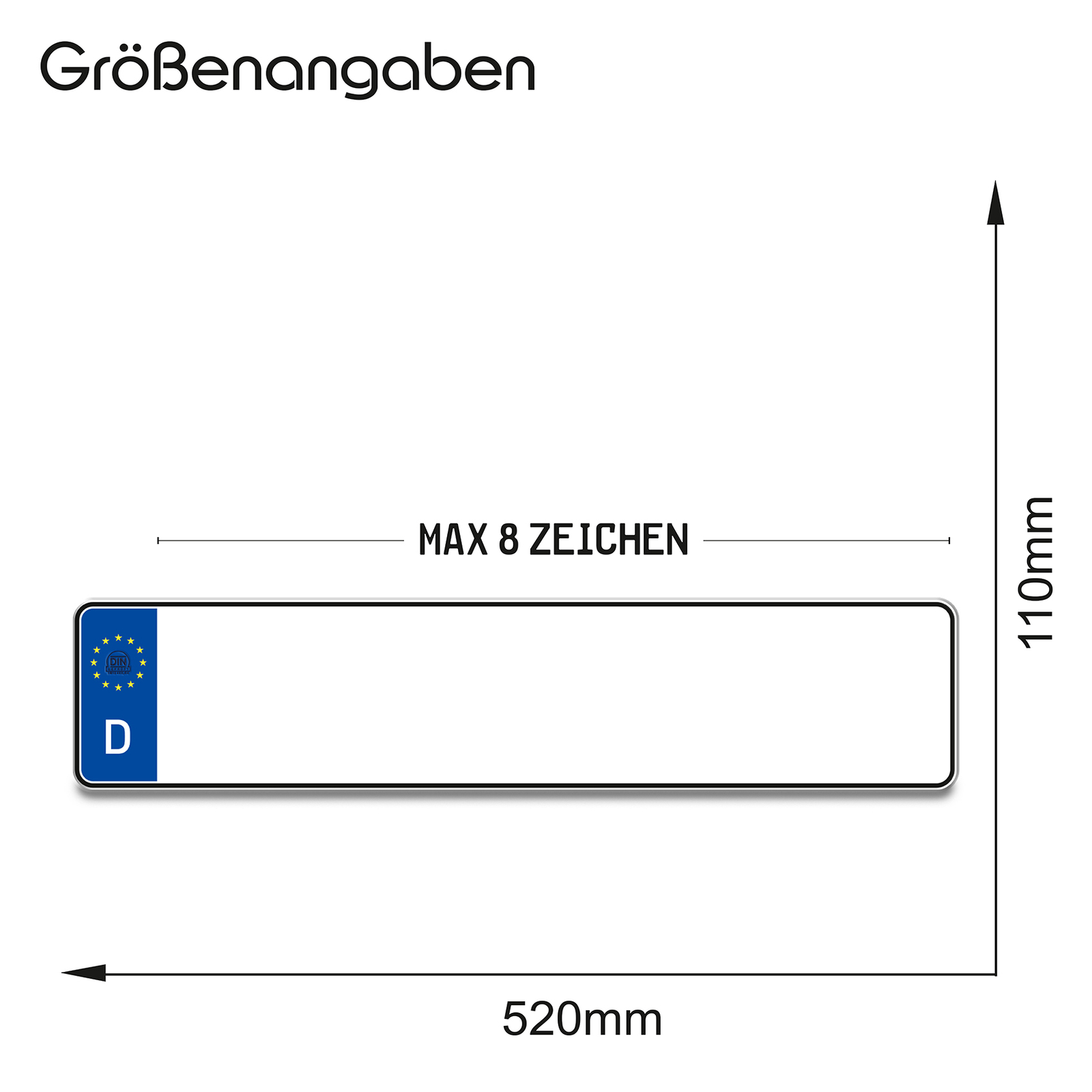 2 Kfz Kennzeichen | 520x110mm | Nummernschilder | Autokennzeichen | DHL ...