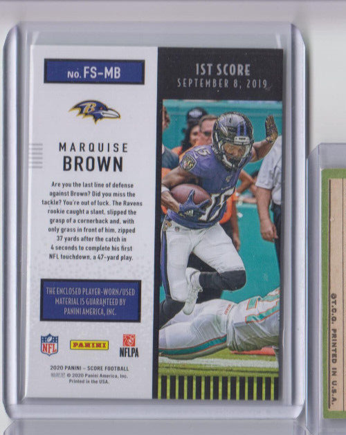 2020 Panini 1ST SCORE JERSEY RELIC MARQUISE BROWN #FS-MB Rookie Card ...