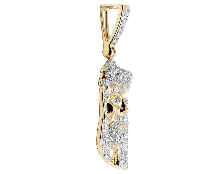 10K Yellow Gold Real Diamond Mini Jesus Pendant Charm Rope Chain Set 0 ...