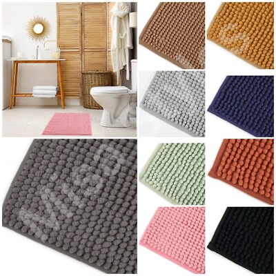 SOFT NON SLIP THICK SHAGGY NOODLE BOBBLE LOOP BATH MAT PEDESTAL SUPER ...