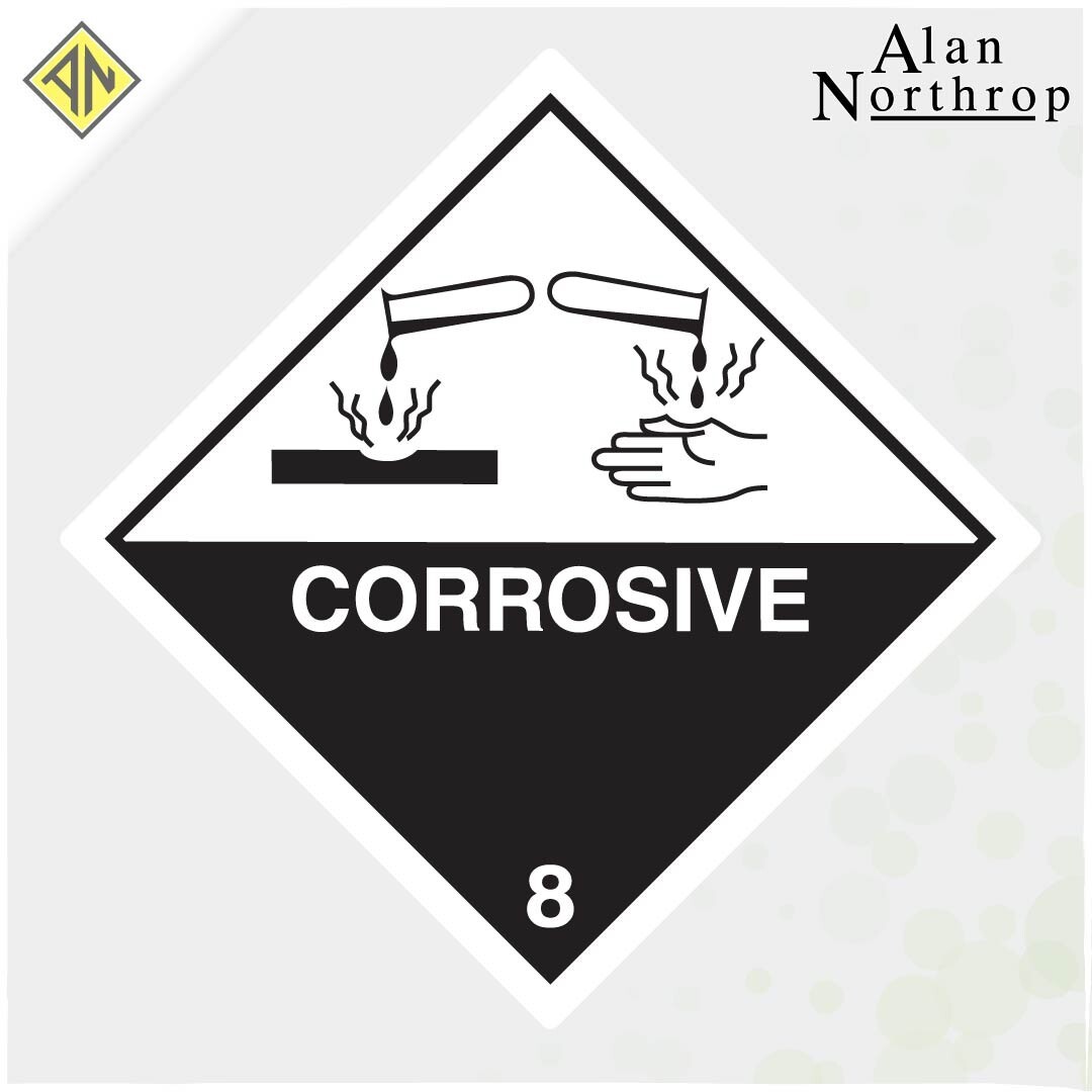 Corrosive labels Class 8. Roll of 1,000 PP Labels 4" x 4" (102mm x ...