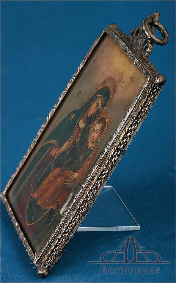 Antique Italian portable reliquary with double image in Silver. 17th ...