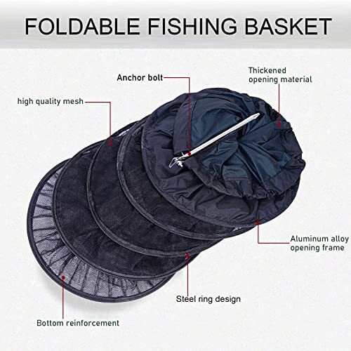 Fishing Cage Basket Collapsible Nylon Fish Baskets Fish Keeping Net ...