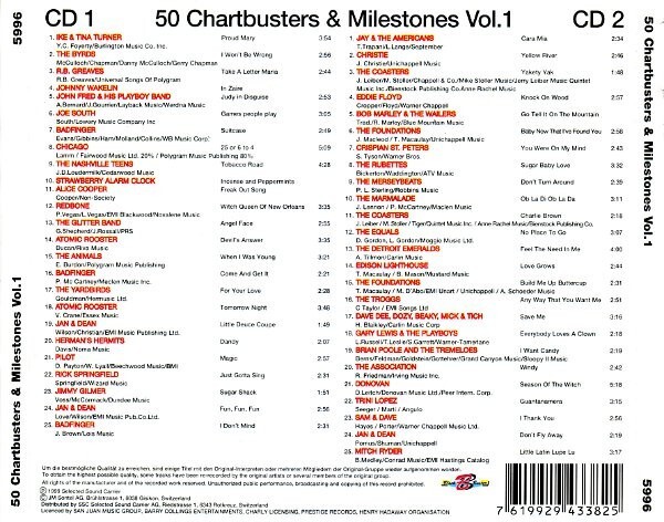 50 Chartbusters & Milestones Vol. 1 von Bob Marley, The Byrds...[CD ...