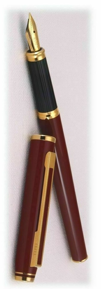 Cross Signature Fountain Pen Bordeaux Red 18K Gold Broad Pt Pen In Box ...