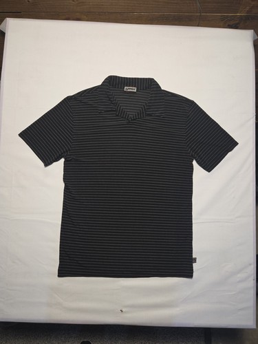 Vtg YMLA Polo Shirt Men Large Black Heathered Ribbed Short Sleeve USA ...