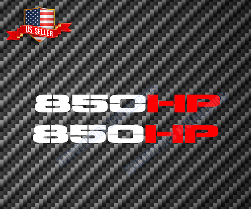 850 HP / HORSEPOWER VINYL DECAL STICKER 2 COLOR STICKERS STYLE #2 | eBay