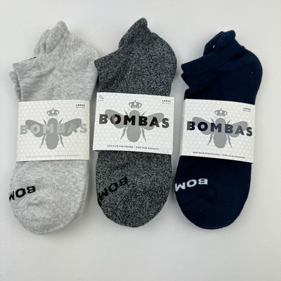 3-Pack Bombas Women’s Basic Colors Ankle Socks Navy Grey Charcoal Large ...