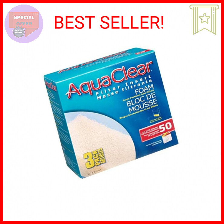AquaClear 50 Foam Filter Inserts, Aquarium Filter Replacement Media, 3 ...