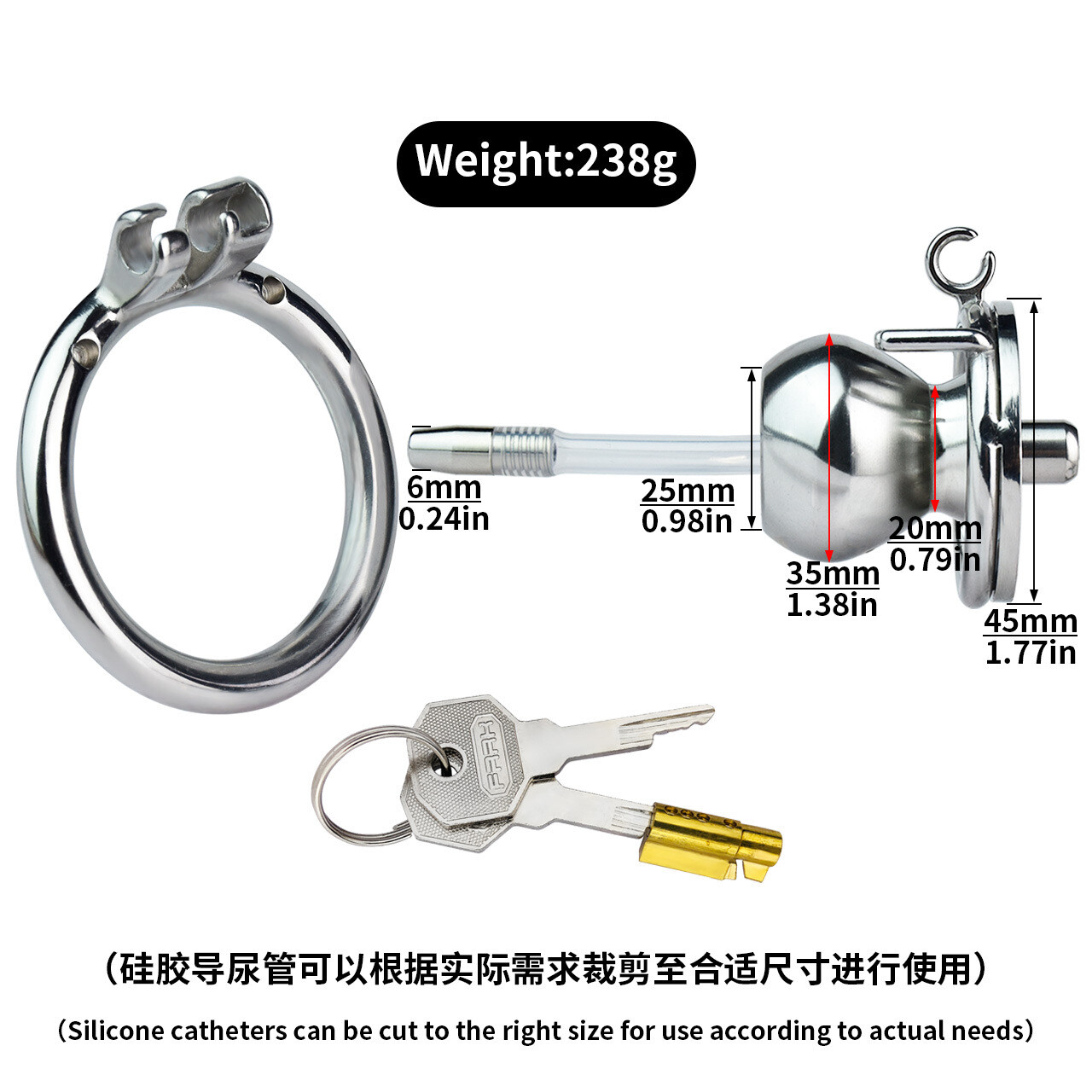 Inverted Plugged Male Chastity Device Stainless Steel Cage with Tube ...