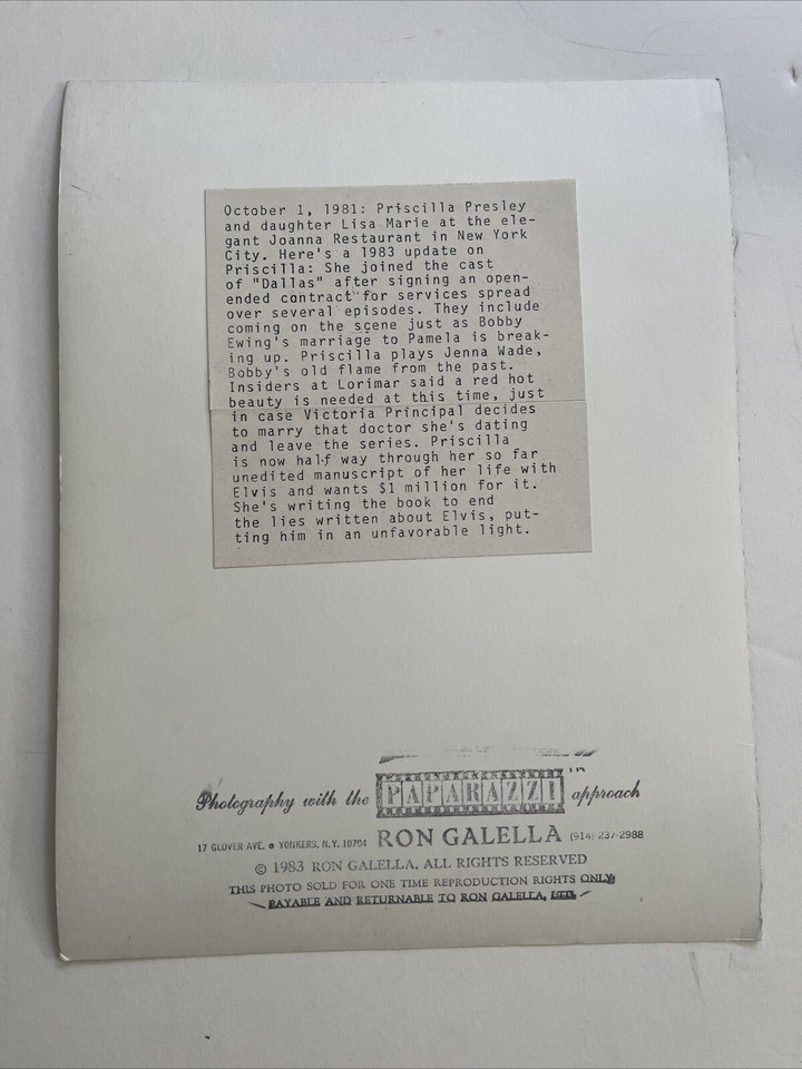 Lisa Marie Presley by Ron Galella Vintage original photo 1981 stamped ...