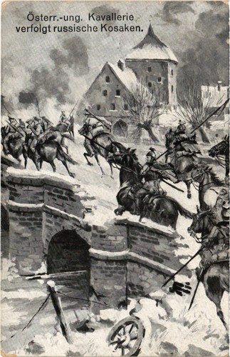 PC RUSSIA MILITARY AUSTRO-HUNGARIAN CAVALRY PURSUING RUSSIAN COSSACKS ...