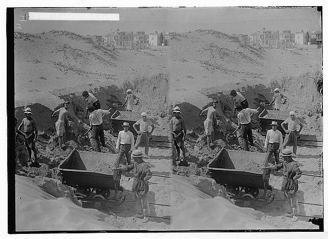 Jewish colonies,settlements,Tel Aviv. Removing sand-dunes,Israel,Middle ...