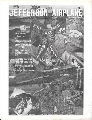 Jefferson Airplane Fillmore Era Concert Handbill Flyer BULL FROG LAKE ...