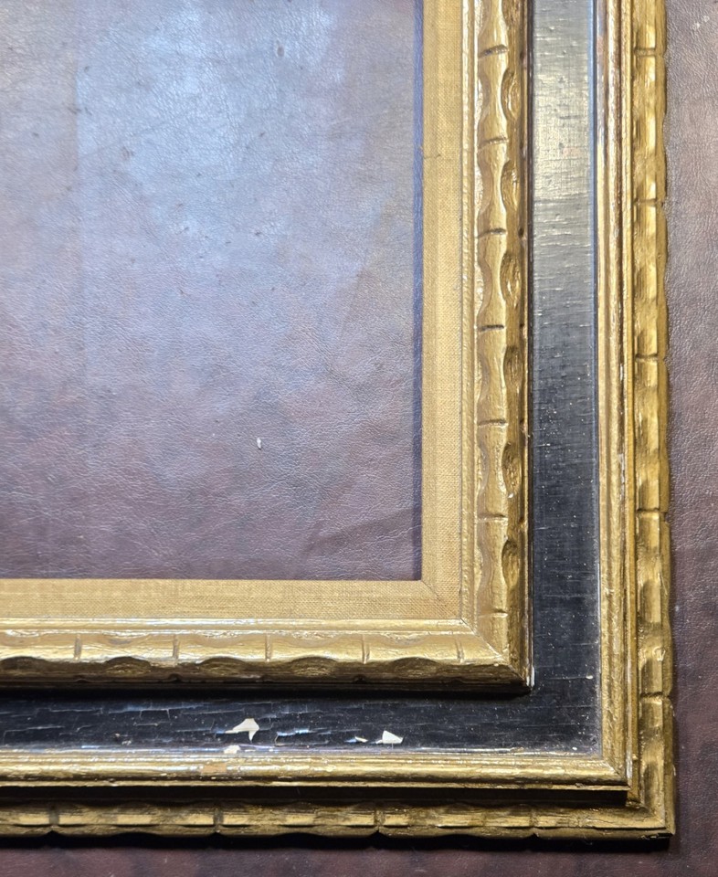 Vintage MCM Gold Black Wood Picture Frame Fits 24x48 Painting Canvas ...