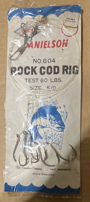 Rock Cod Fishing Rigs 5 Hook 5’ Leader Size 5/0 Hook Vintage New ...