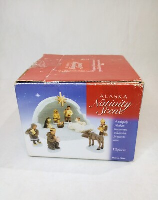 Miniature Alaska Nativity Scene 6"X 4” Eskimo 12 Piece Christmas Set | eBay
