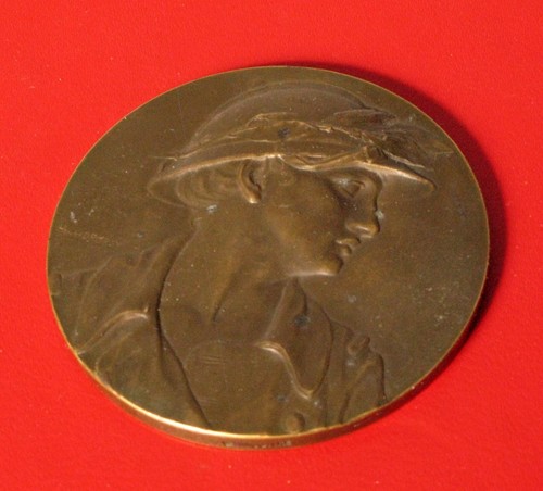 WWI ERA FRENCH CUIVRE MEDAL TOKEN SOLDIER WEARING MILITARY CAMOUFLAGE ...