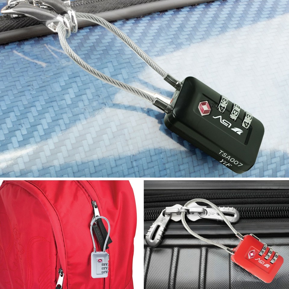 BV TSA Travel Lock Luggage Padlock 3 Digit Combination Customs Alert ...