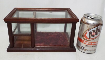Old Antique MINIATURE Salesman Sample SHOWCASE DISPLAY CASE Hinged Lid ...
