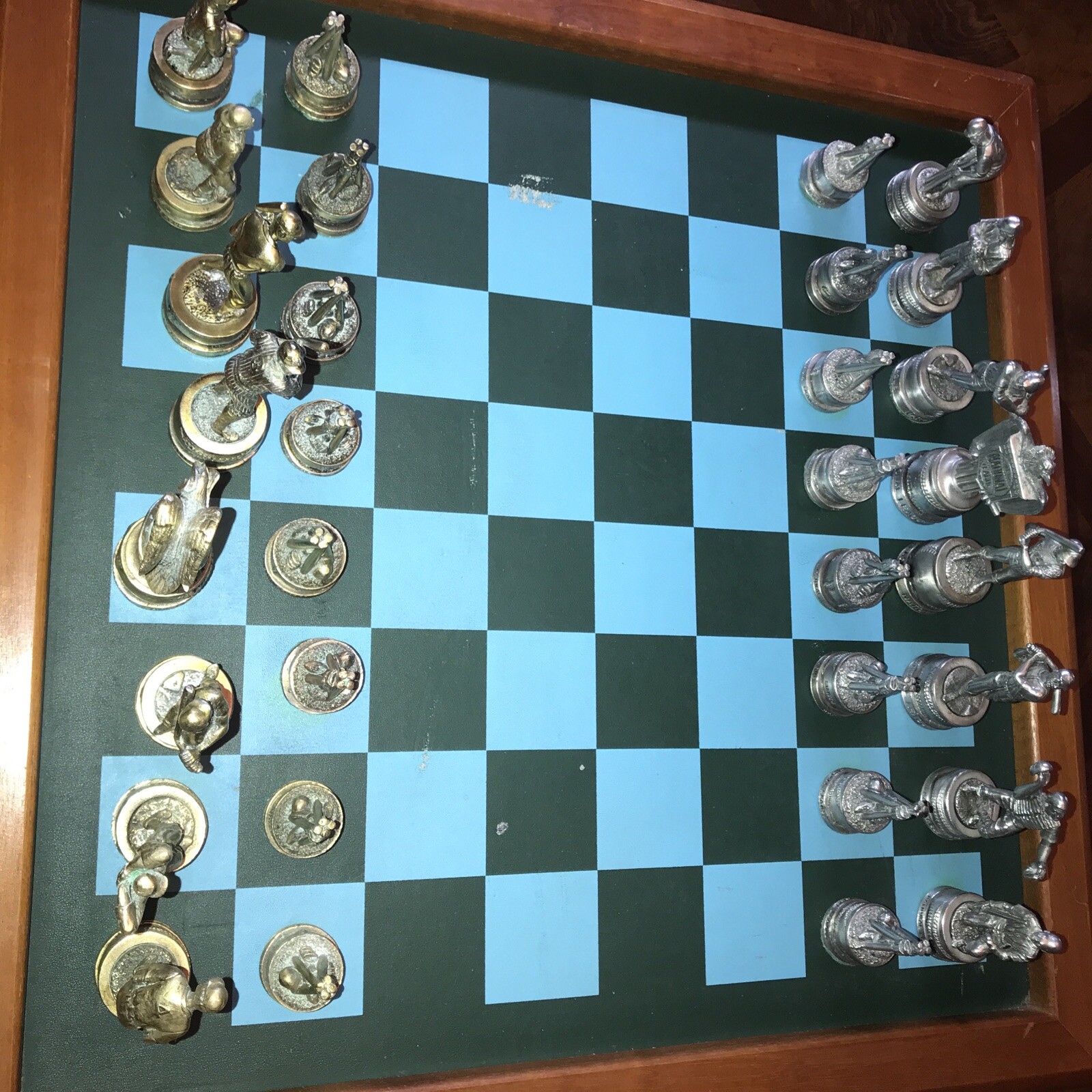 BRADFORD AMERICAN LEAGUE & NATIONAL LEAGUE BASEBALL PEWTER CHESS SET ...