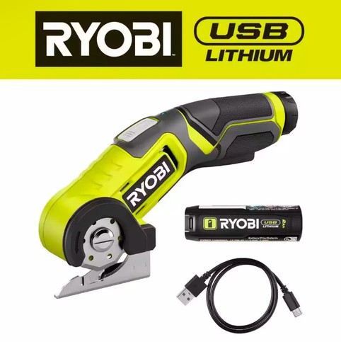 RYOBI Power Cutter Kit USB Lithium Compact Cushioned Grip Keyed Blade ...
