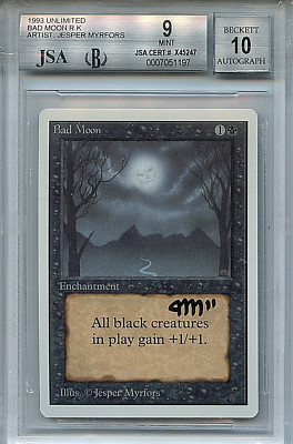 MTG Unlimited Bad Moon BGS 9.0 (9) Mint Signed JSA Card Magic Amricons ...