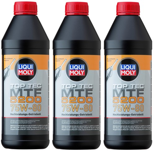 Liqui Moly Top Tec MTF 5200 75W-80 Hochleistungs-Getriebeöl 3x1 Liter ...