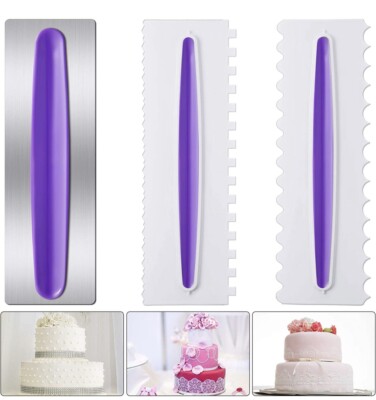 3 Pieces Cake Scraper Cake Decorating Comb Set, Stainless Steel Icing ...