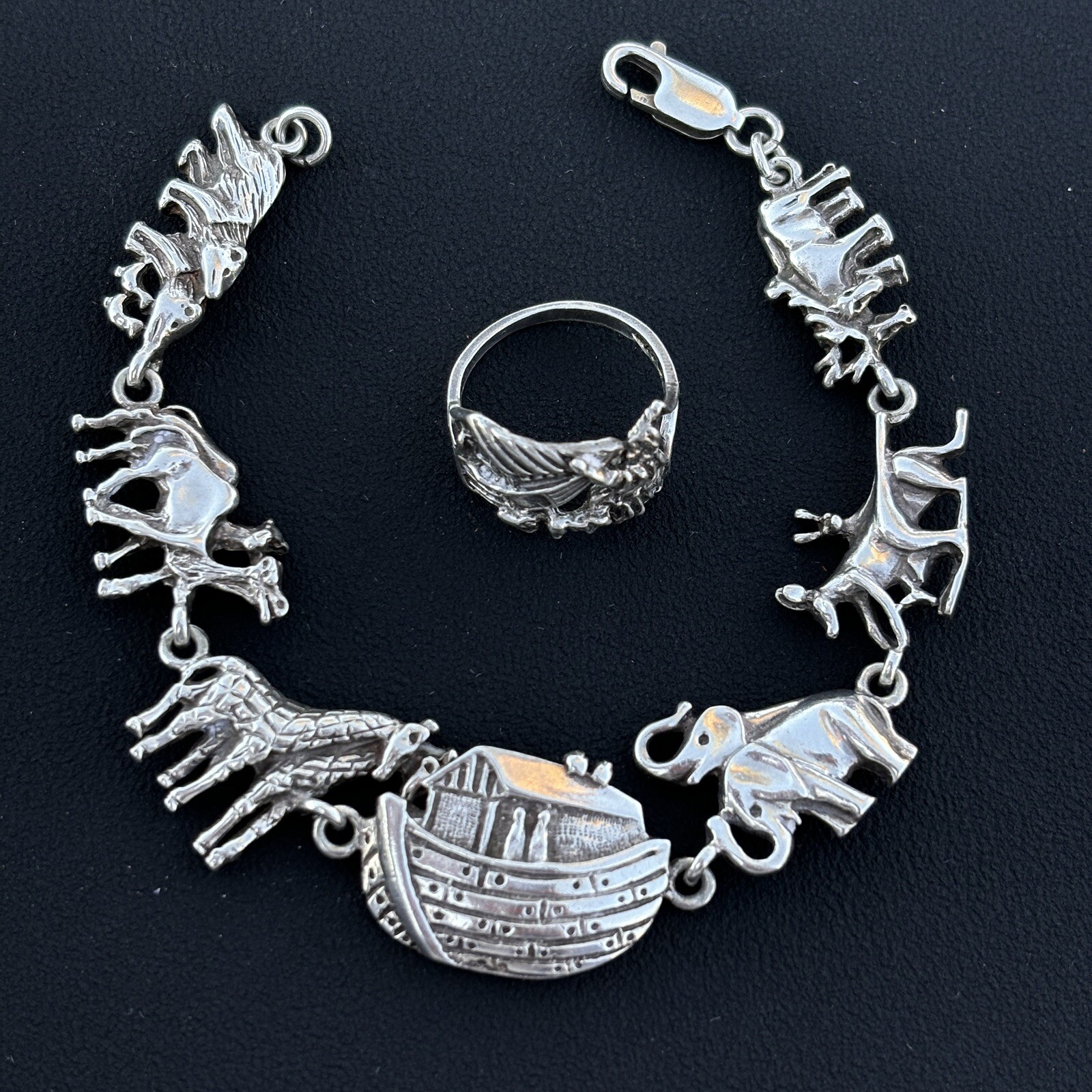 Vintage Sterling Silver Noah's Ark & Animals Link Bra… - Gem