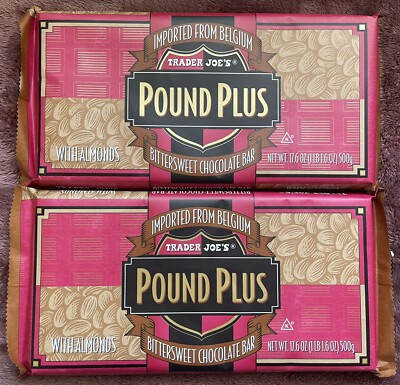 TRADER JOE'S Pound Plus CHOCOLATE with Almonds (2 HUGE PACKS) Exp08/25 ...