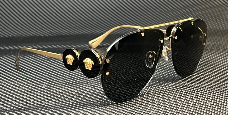 VERSACE VE2250 100287 Gold Dark Grey Women's 63 mm Sunglasses | eBay
