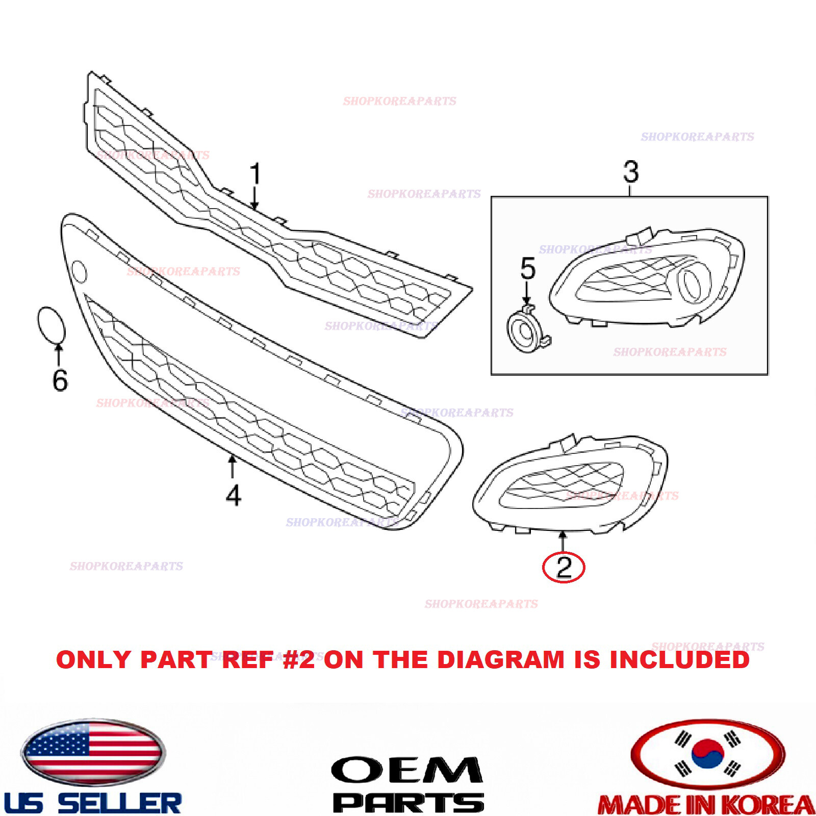 Genuine Kia Lower Grille Left Fog Lamp Blanking 12-15 Rio 5dr 86523 ...