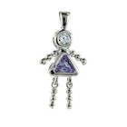 Sterling Silver Birthstone Baby Girl Pendant Charm Colored Cubic ...