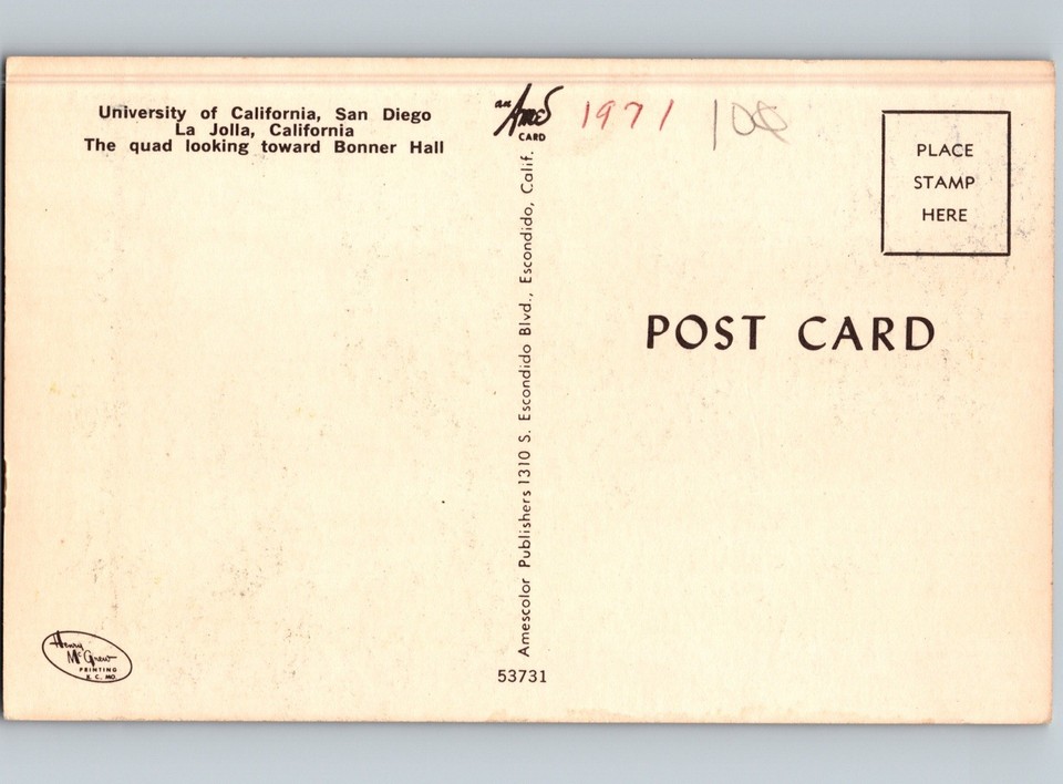 c1971 Quad & Bonner Hall University Of California San Diego UCSD La ...