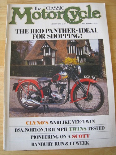THE CLASSIC MOTORCYCLE MAGAZINE AUG 1987 RED PANTHER-IDEAL CLYNO ...