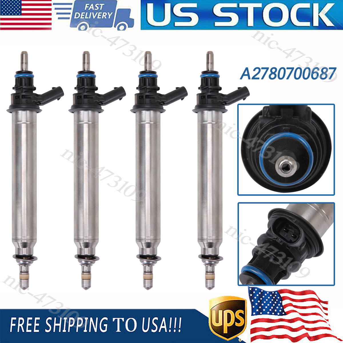 4Pcs FJ1212 GDI Fuel Injector For 12-17 Mercedes-Benz C300 E350 E400 ...