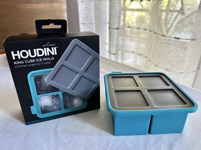 Pair 2 Houdini King Ice Cube Mold Makes 4 Extra Large Cubes Tray Lot ...