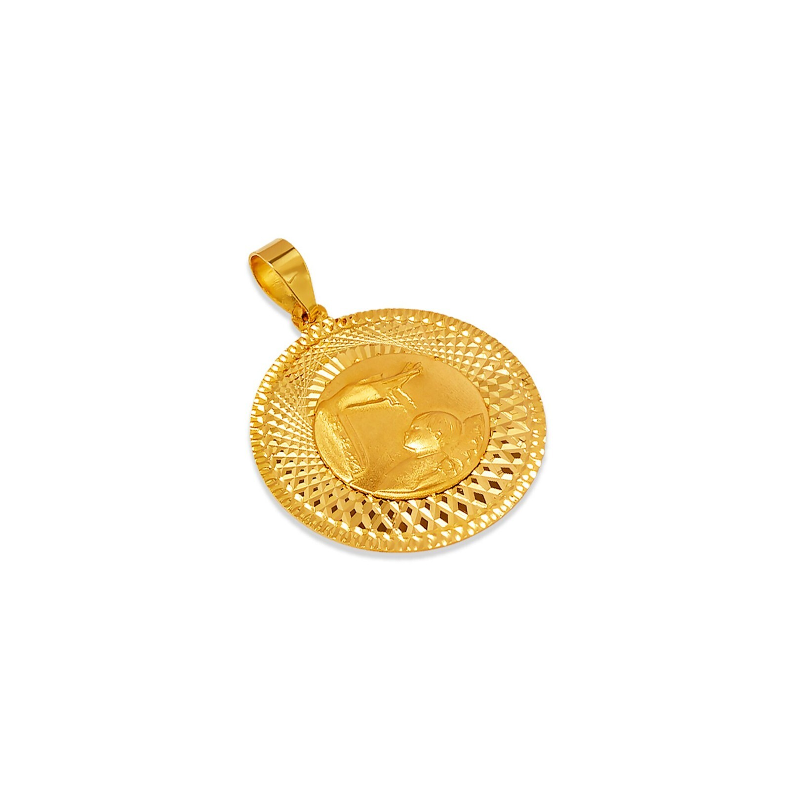 Baptism Medal Medallion Pendant Real 14K Yellow Solid Gold Religious ...