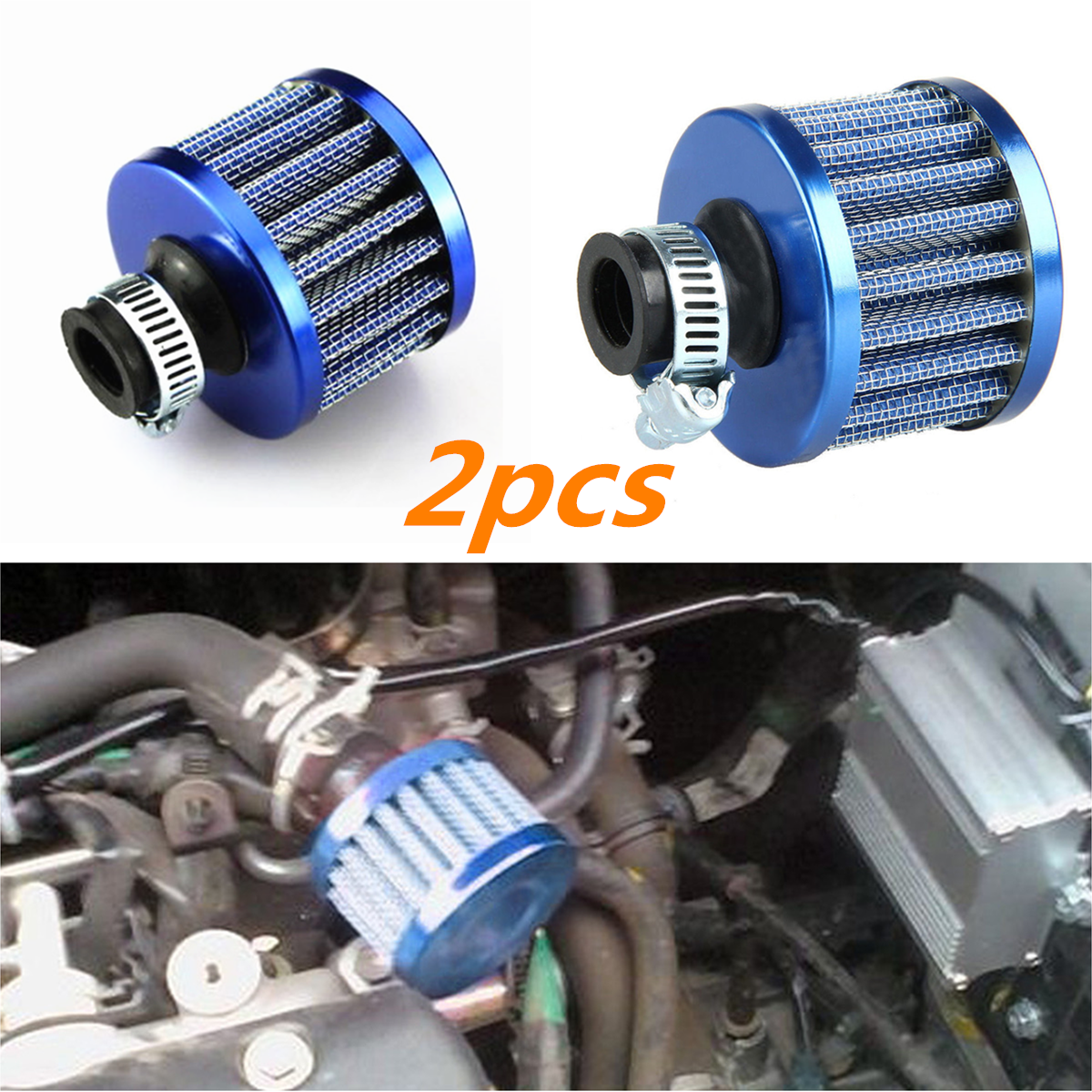 12mm 2pcs Car Motor Cold Air Intake Filter Turbo Vent Crankcase ...