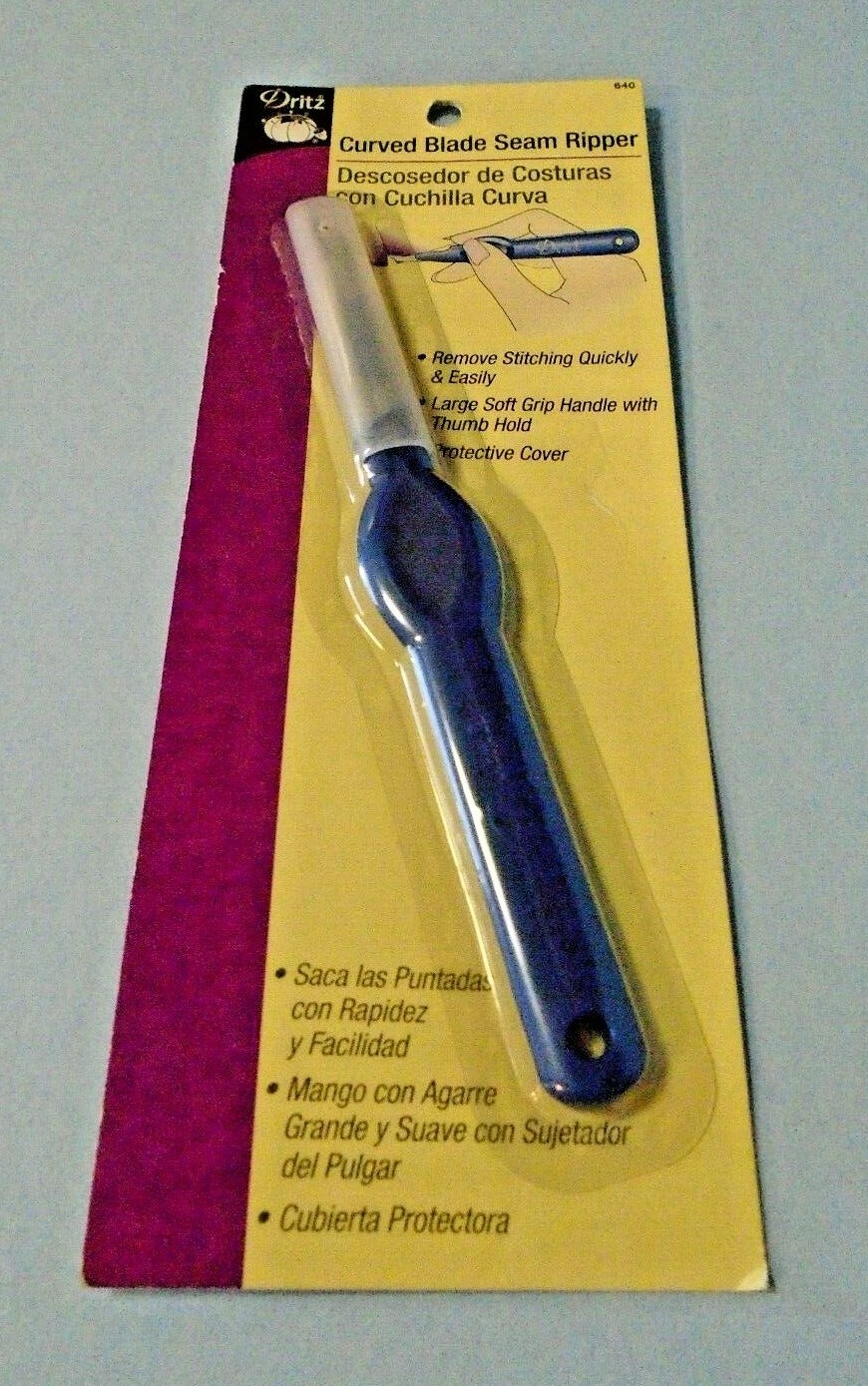 Dritz Blue Curved Blade Seam Ripper - 5 1/2" Remove Stitching Quickly ...