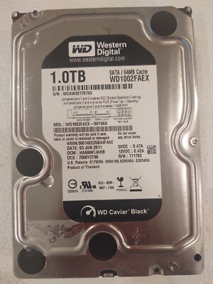 Western Digital WD Caviar Black Desktop Hard Drive 1 TB WD1002FAEX | eBay