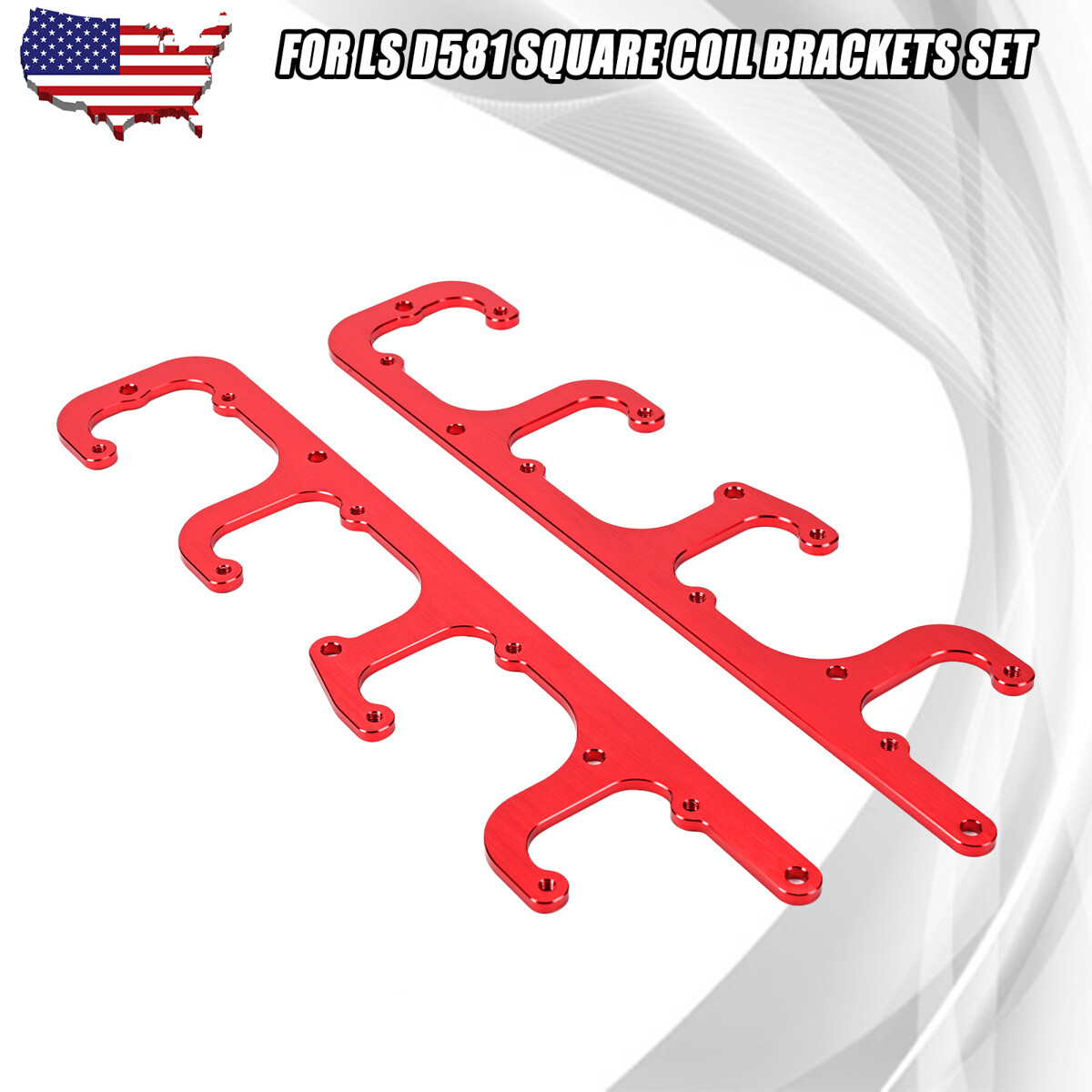 Red LS Aluminum Coil Brackets for D581 Square Coils 4.8 5.3 5.7 6.0 6.2 ...