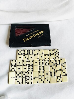 Dominoes Double 6 Six Standard Size White Tile Set Of 28 Pieces Family ...