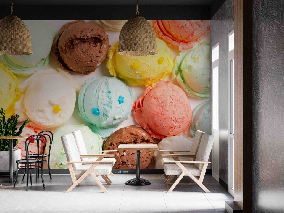 3D Ice Cream Cold Drink Shop Wall Murals Wallpaper Murals Wall Sticker ...