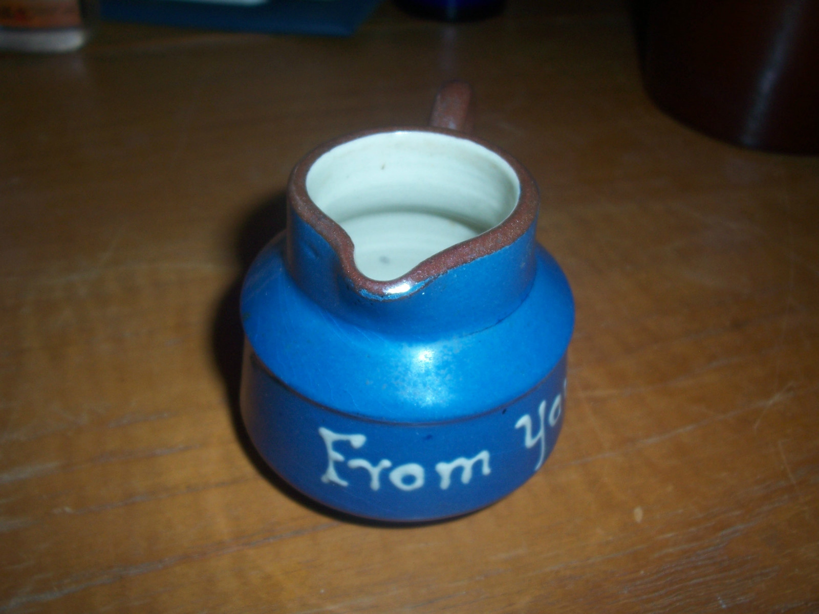 Small Blue Longpark Torquay Pottery Motto Ware Cream Pitcher Jug From ...