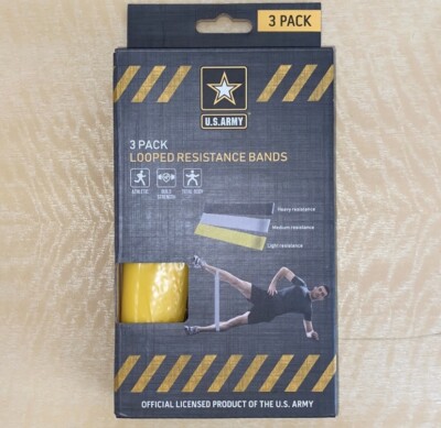 US Army 3Pack Flat Resistance Bands Heavy/Medium/Light -Athletic Build ...